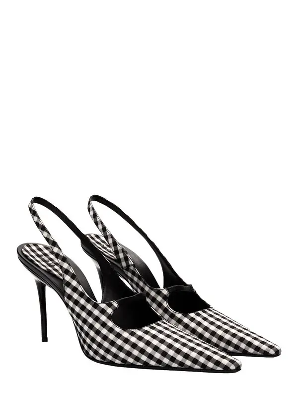 Alaïa Drop Gingham Slingback Pumps - Black