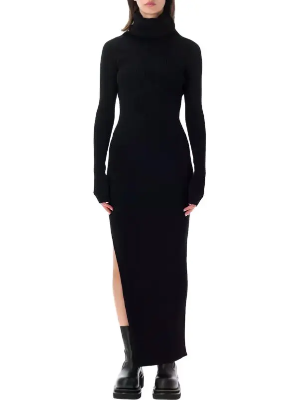 Rick Owens Ribbed-knit Roll-neck Maxi Dress - Black