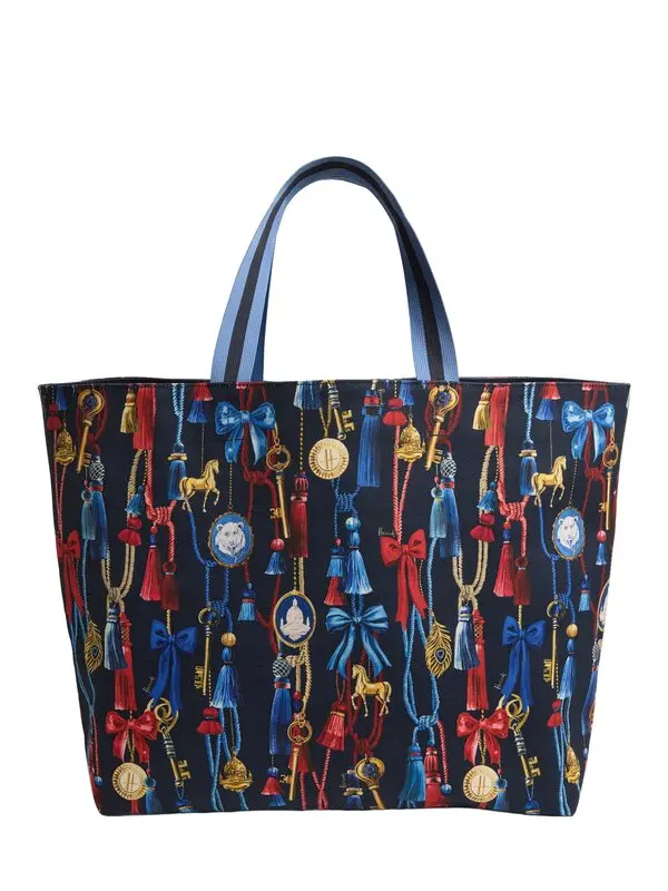 Harrods Large Tassel Tote Bag - Navy