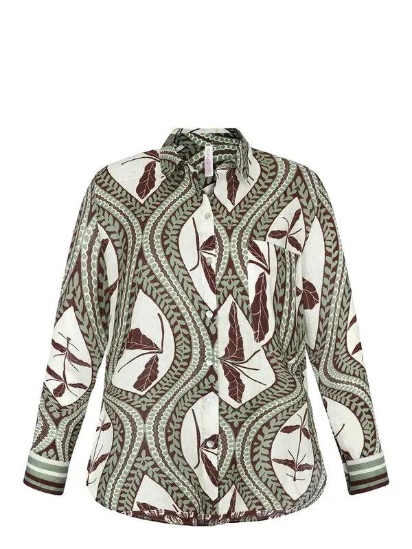 AGUACLARA Bedouine Shirt With Original Print - Green