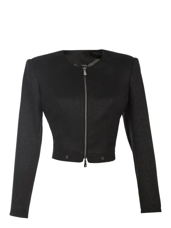 LUNA FASHION HOUSE Cropped Zip Blazer - Black