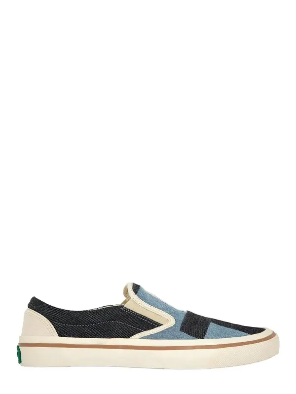 SPRINGA | UNIQUE VULCANIZED SNEAKERS ITALIAN HANDMADE Springa Italian Handmade Selvedge Denim Checked Slip-on Sneakers - Blue