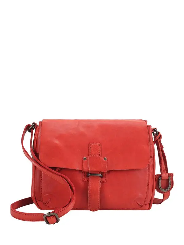 LLOYD BAKER Georgia Washed Leather Messenger Crossbody Bag - Red
