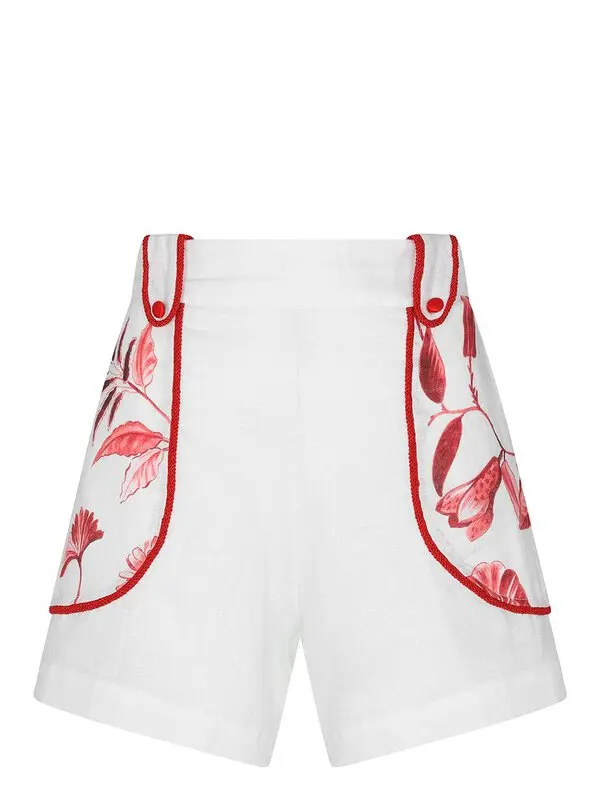 AGUACLARA Rouge Linen Shorts - Red