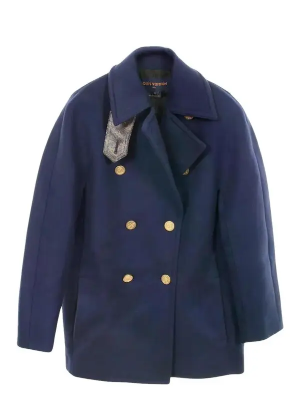 LOUIS VUITTON Wool Cashmere Blend Pea Coat - Blue