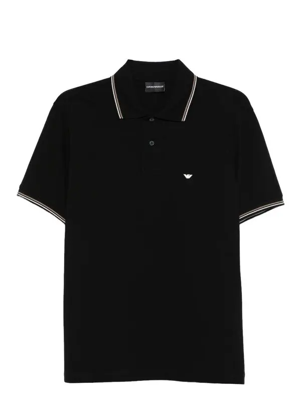 Emporio Armani Logo Cotton Polo Shirt - Black
