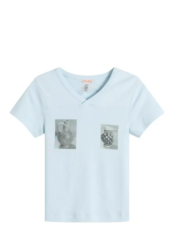 FRUITY BOOTY Graphic V-neck T-shirt - Blue