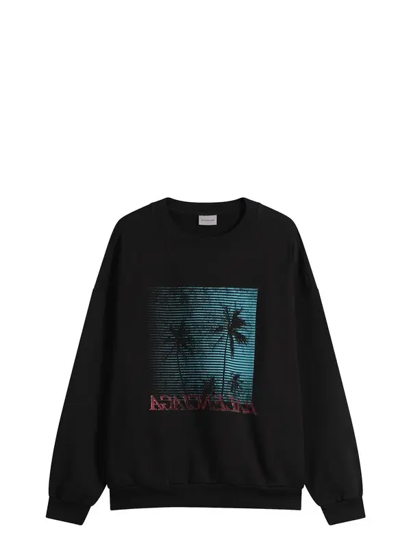 Balenciaga Fit Crewneck With Tropical Print - Black