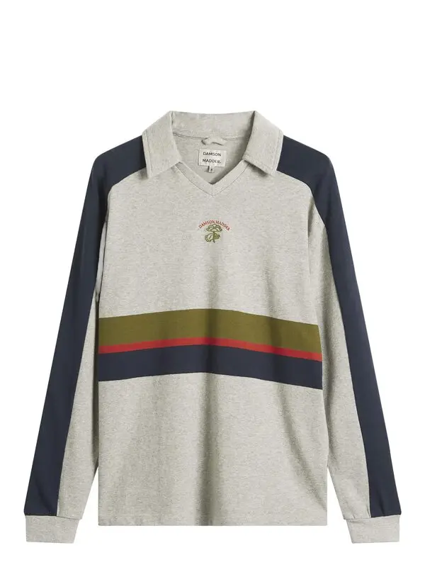 DAMSON MADDER Verity V-neck Rugby Shirt - Grey
