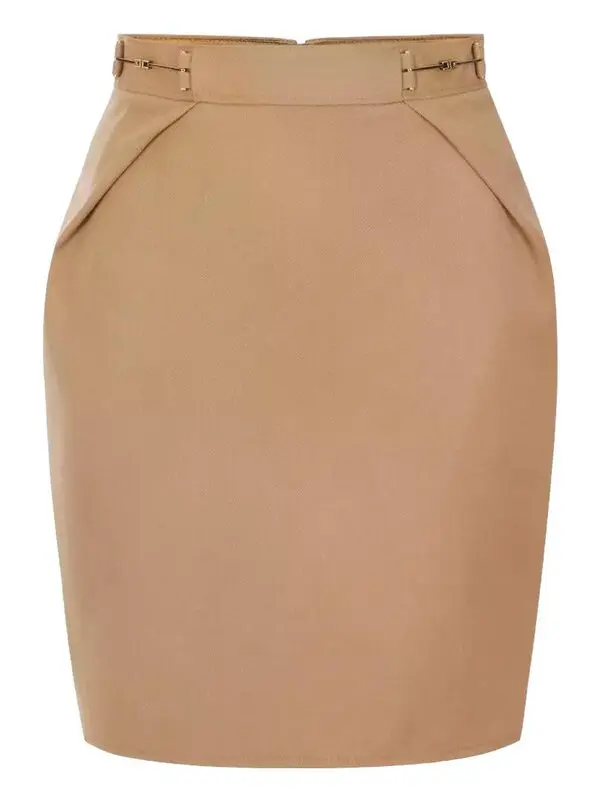 Elisabetta Franchi Gabardine Miniskirt With Embellished Horsebit Detail - Neutrals