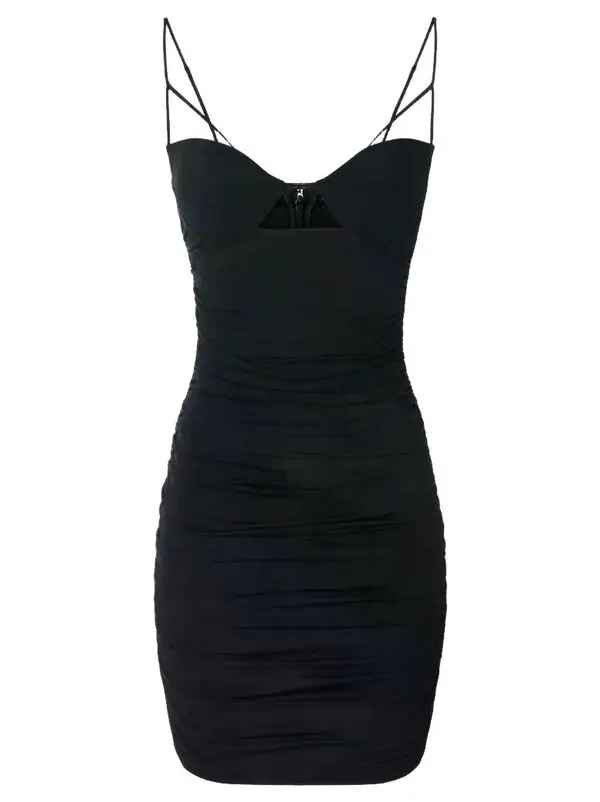 Elisabetta Franchi Mini Dress With Cut-outs And Draping - Black