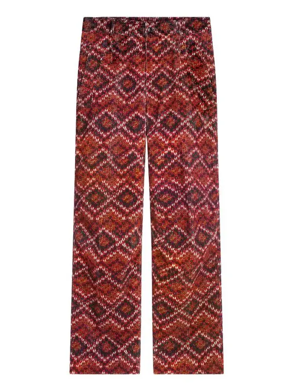 Dries Van Noten Printed Corduroy Pants - Red