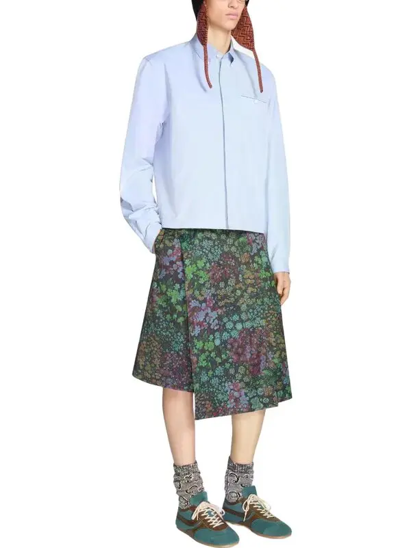 Dries Van Noten Cropped Cotton Shirt - Blue