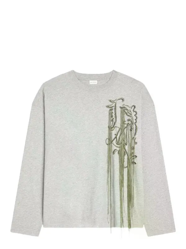 Dries Van Noten Embroidered Cotton T-shirt - Grey