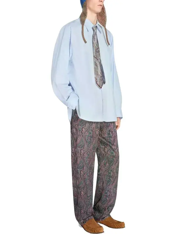Dries Van Noten Loose Cotton Shirt - Blue