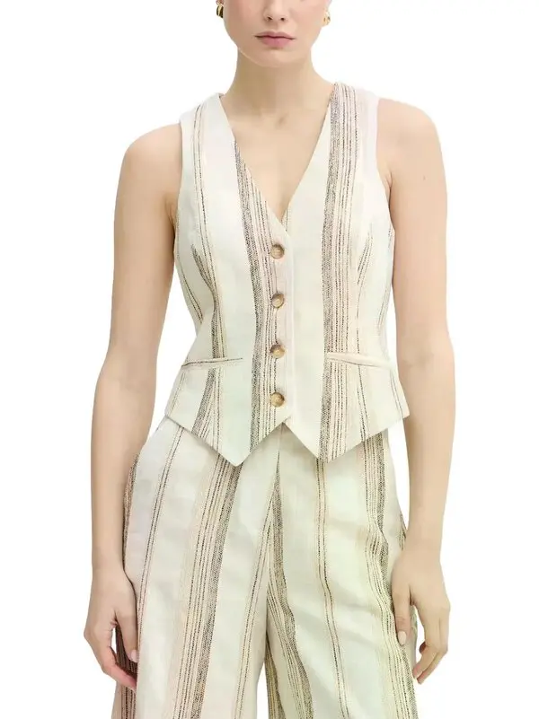 FRACOMINA Striped V-neck Waistcoat - Neutrals