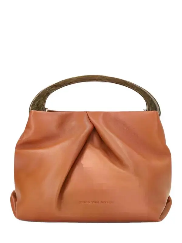 Dries Van Noten Small Pleated Leather Bag - Brown