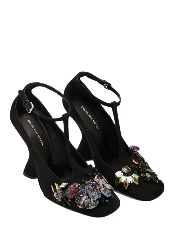 Dries Van Noten Embroidered Wedge Pumps - Black