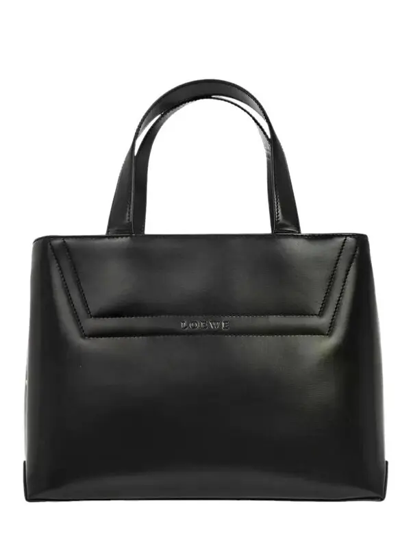 Loewe Leather Debossed Logo Tote Bag - Black