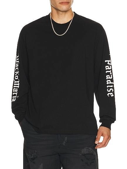 WACKO MARIA Washed Heavy Weight Crew Neck Long Sleeve Tee Shirt Type 1 - Black