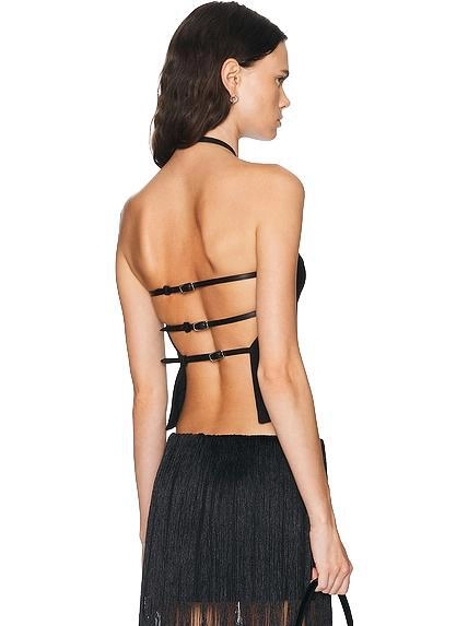 MIMCHIK Triple Belt Halter Top - Black