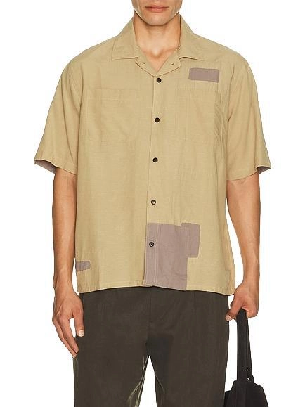 CORRIDOR Patchwork Short Sleeve Shirt - Natural