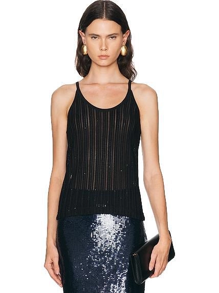 TOM FORD Micro Sequins Evening Tank Top - Black