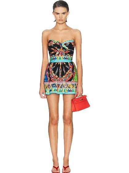 Dolce & Gabbana Heavy Poplin Carretto Print Mini Dress - Multicolor