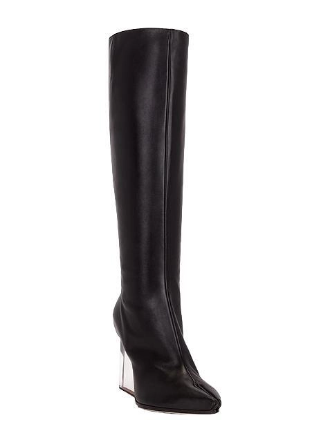 MAISON MARGIELA Tabi Claw Plexi Wedge Knee High Boots - Black