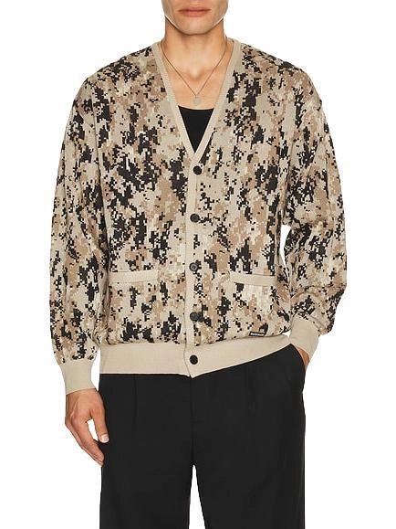 WACKO MARIA Digital Camo Jacquard Cardigan - Beige