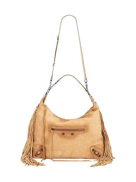 Balenciaga Le City Medium Hobo Bag With Fringe - Camel