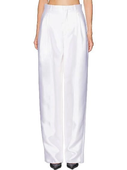 Bottega Veneta Satin Wide Leg Trousers - Chalk