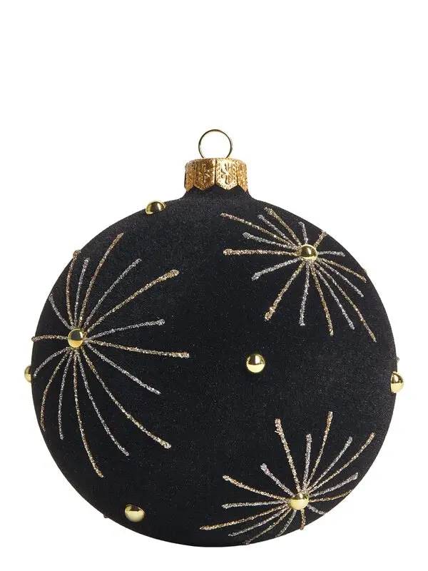 Harrods Velvet Star Bauble - Black
