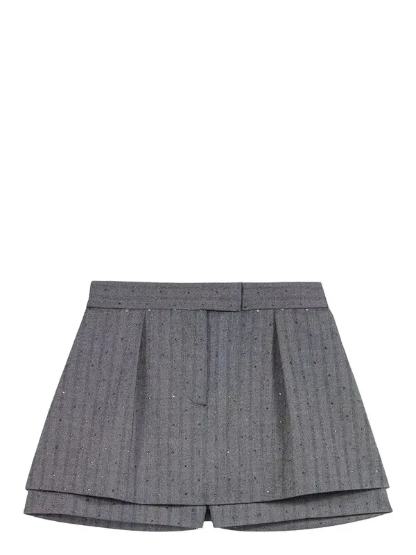 Maje Striped Rhinestone-embellished Skort - Black