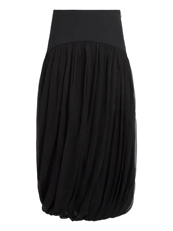 ABADIA Twisted Midi Skirt - Black