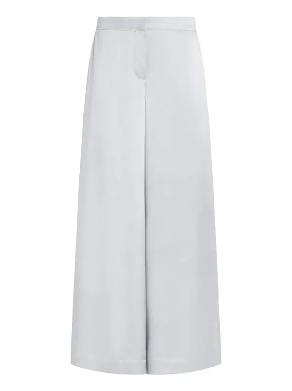 ABADIA Wide Leg Satin Trousers - Blue