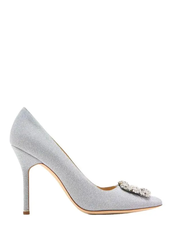 Manolo Blahnik Hangisi Crystal-buckle Pumps - Silver