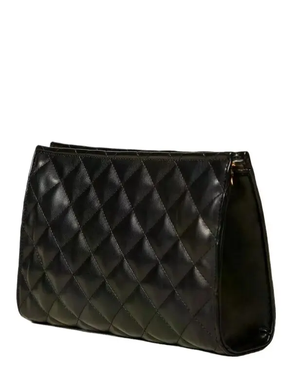 TWINSET Set Of Three Quilted Faux Lambskin Nappa Beauty Cases With Logo Lettering - Black