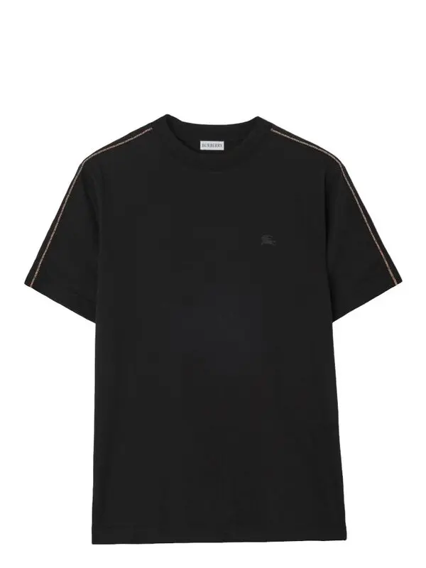 Burberry Check Piping Cotton T-shirt - Black