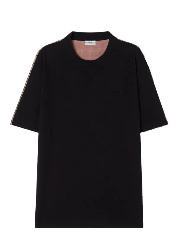 Burberry Check Cotton T-shirt - Black