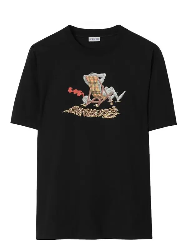 Burberry Beach Knight Cotton T-shirt - Black