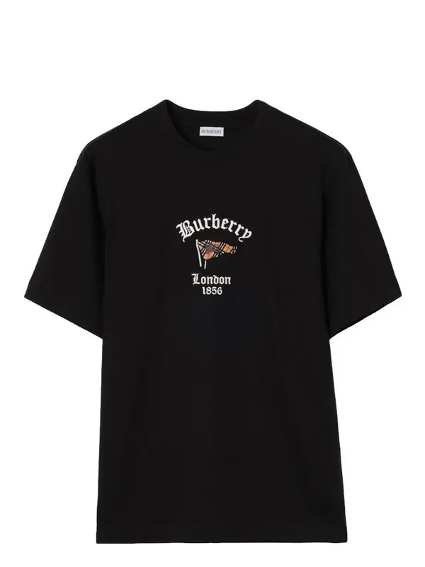 Burberry Check Flag Cotton T-shirt - Black
