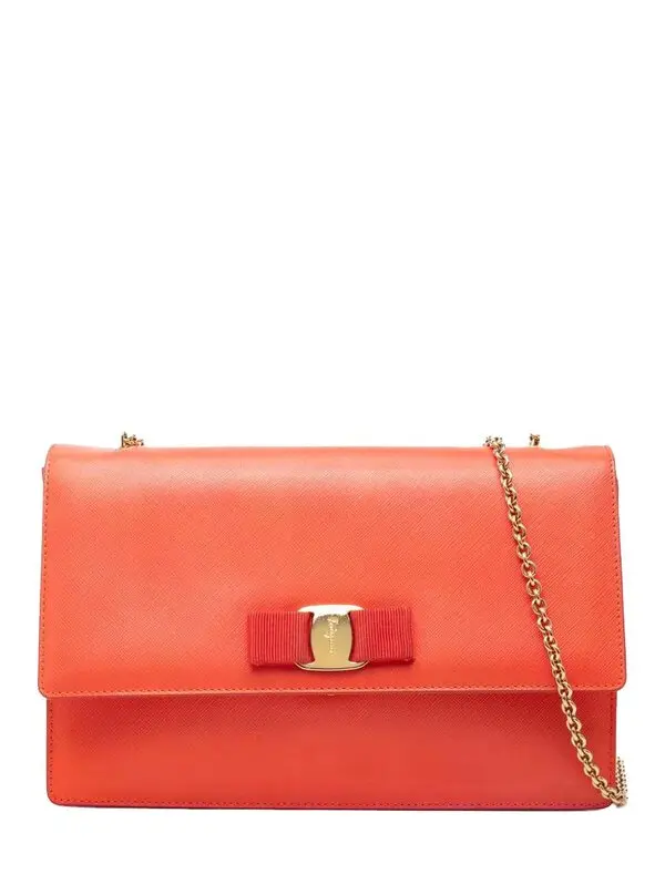 FERRAGAMO Vara Bow Chain Crossbody Bag - Orange