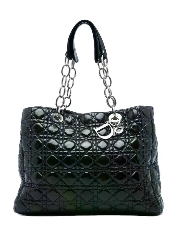 Dior Large Patent Cannage Lady Shopping Tote Bag - Blue