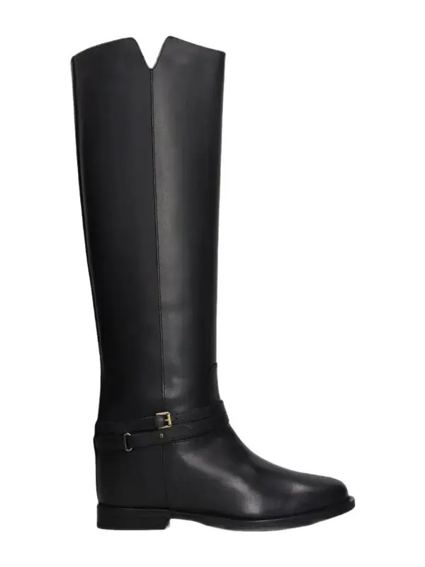 VIA ROMA 15 Leather Buckle-strap Boots - Black