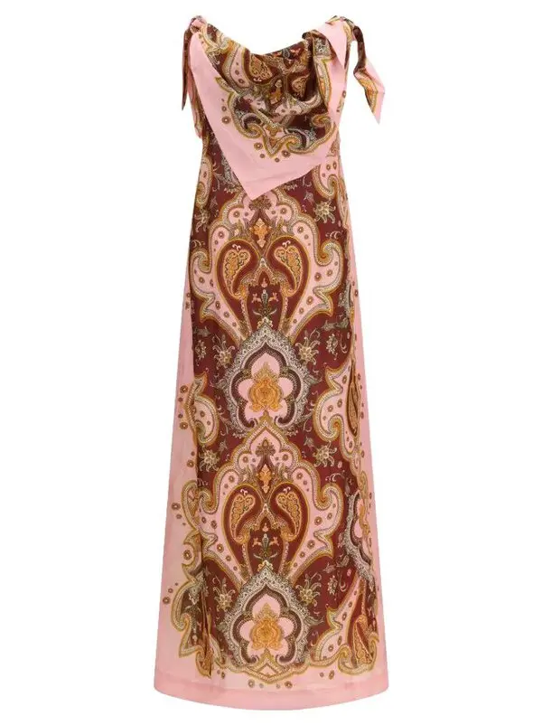 ALEMAIS Paisley Placement Print One-shoulder Midi Dress - Red