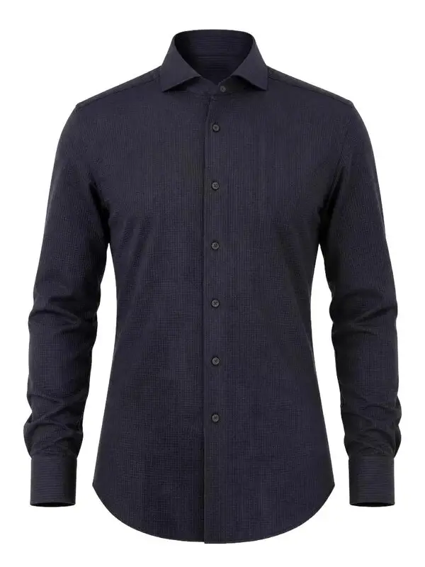 XACUS Micro-patterned Long-sleeve Shirt - Blue