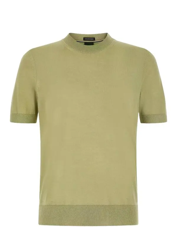 BOSS Umauro Virgin-wool Ribbed-trim T-shirt - Green