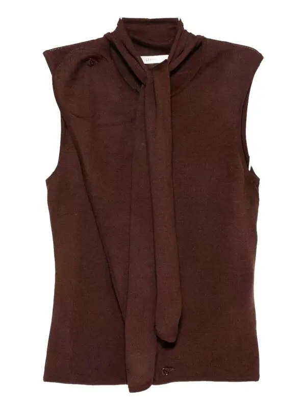 LEMAIRE Sleeveless Top With Ruffled Detailing - Brown