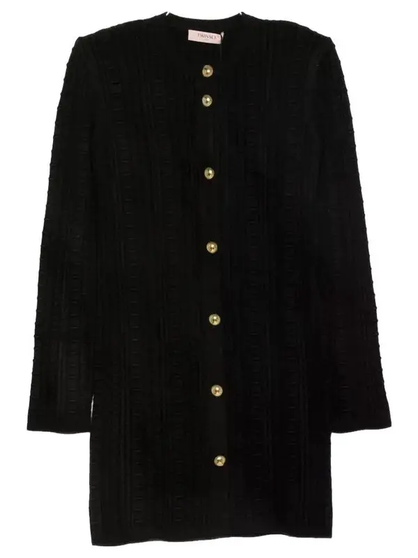 TWINSET Cable-knit Button-front Mini Dress - Black